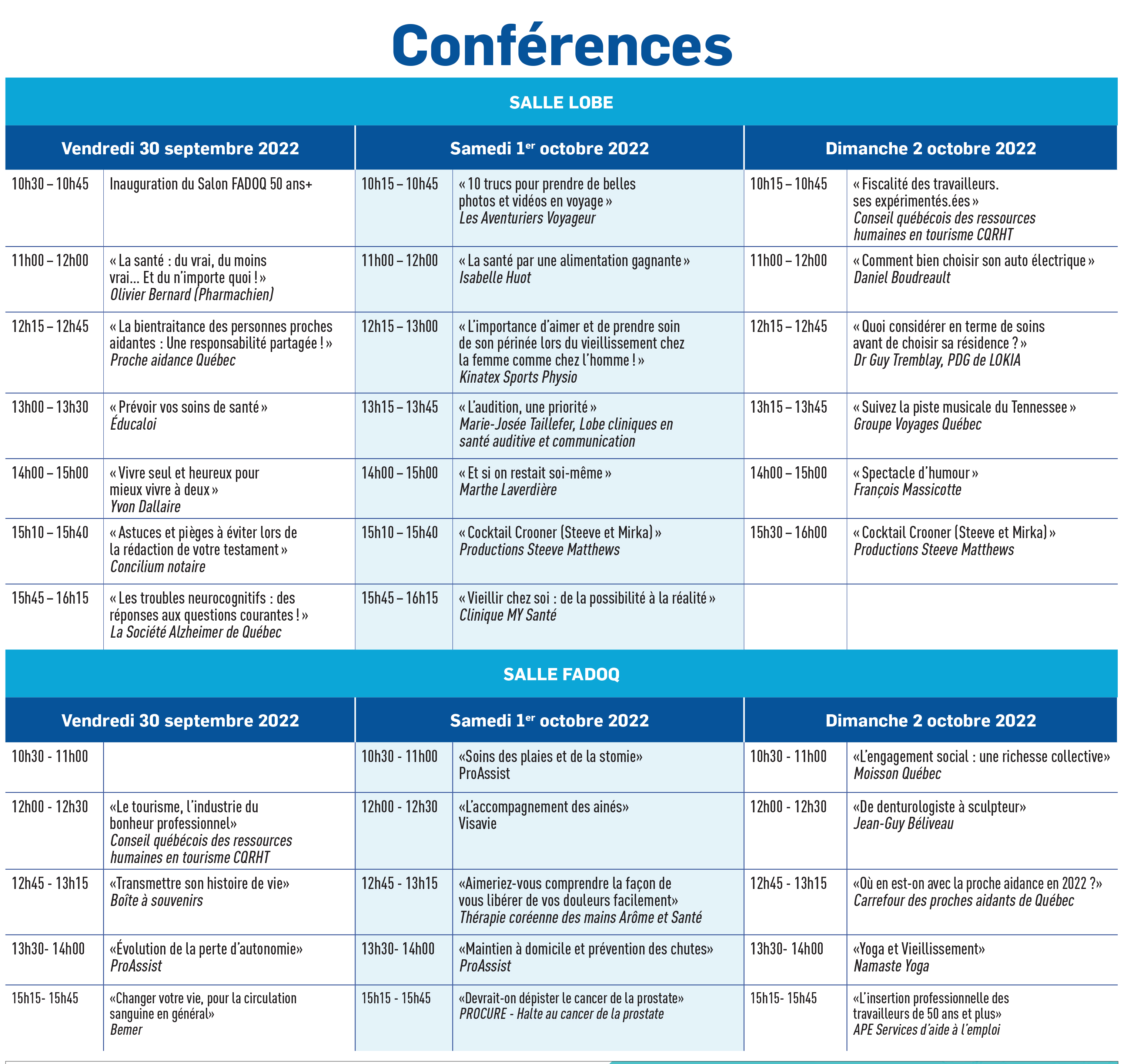 Cahier Salon FADOQ 2022 conférences - Le Salon FADOQ 50 ans+
