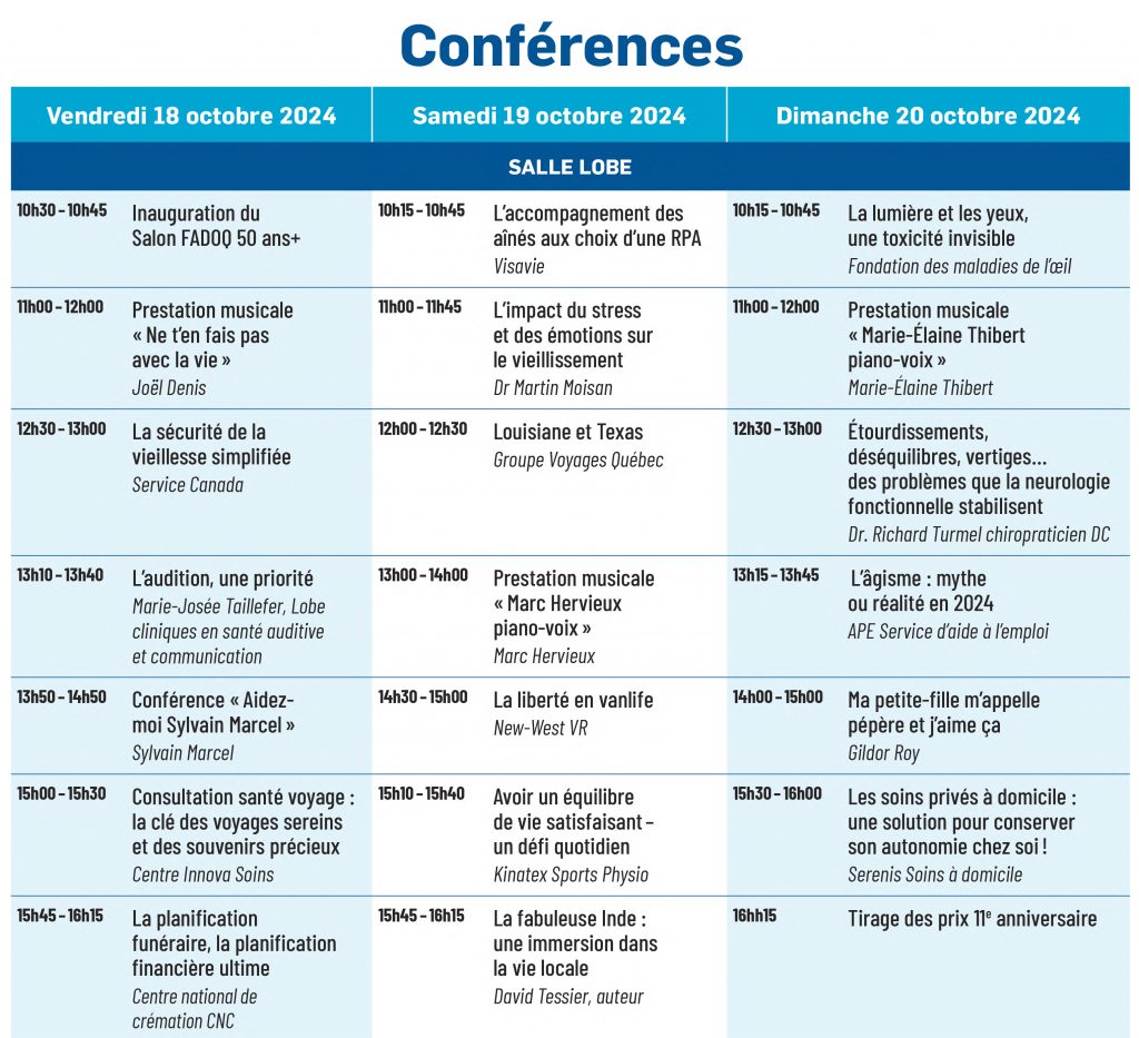 Conférences - Le Salon FADOQ 50 ans+